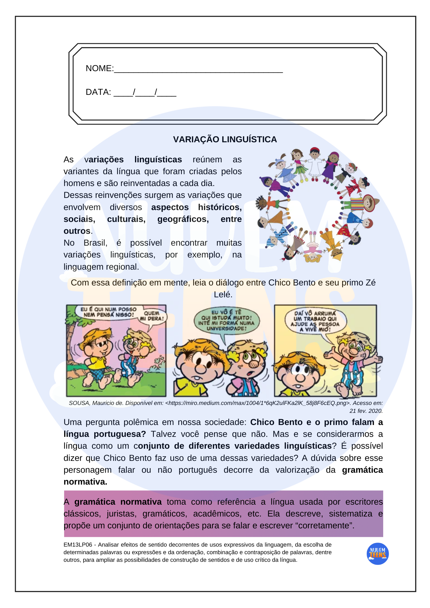 [EM] ATIVIDADES DE PORTUGUÊS - nuvemteens.com.br